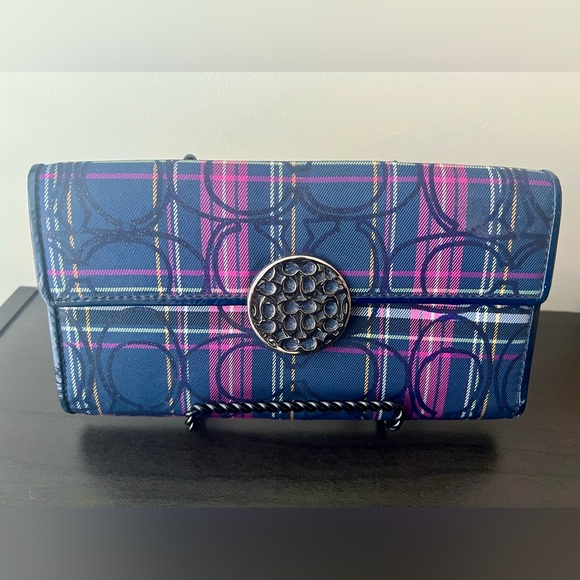 Coach | Bags | Coach Poppy Plaid Tartan Trifold Long Wallet | Poshmark